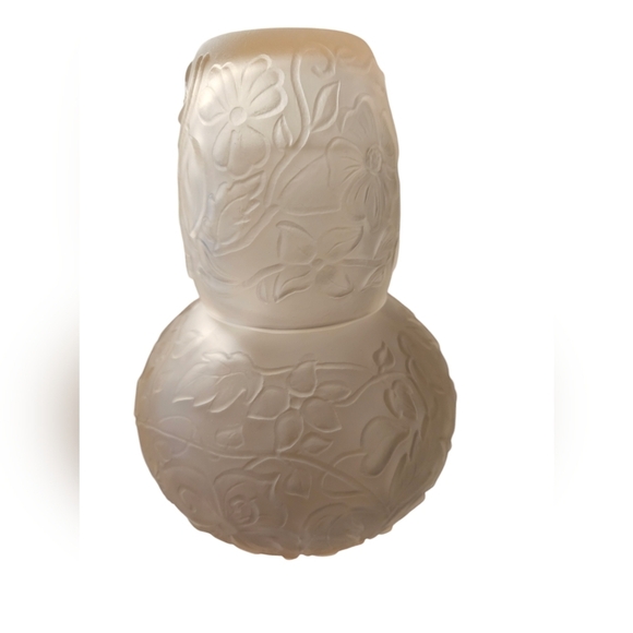 satin glass | Dining | Vintage Floral Frosted Glass Bedside Water Jug ...